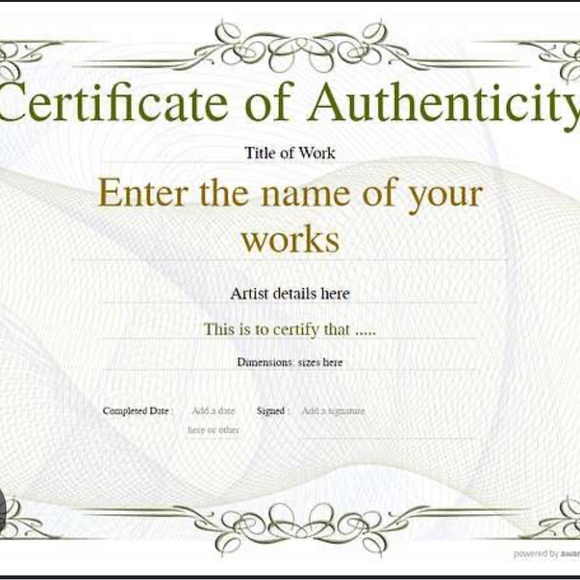 Bags | Coa Certificate Of Authenticity From Authenticate First | Poshmark
